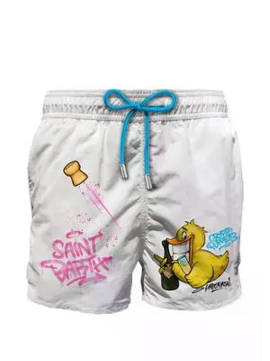MC2 SAINT BARTH Gustavia Graphic-print Swim Shorts - White