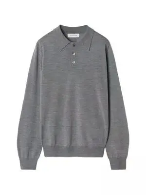 LANVIN Classic Polo Shirt In Merino Wool - Grey