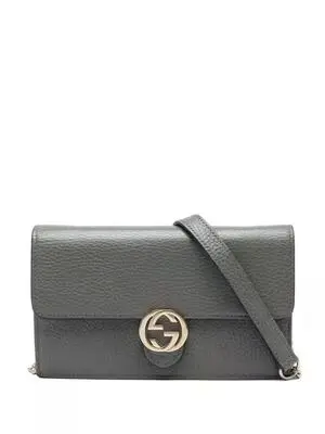 Gucci 2000-2015 Dollar Calfskin Interlocking G Wallet On Chain Crossbody Bag - Grey
