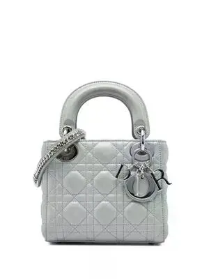 Dior 2015 Mini Iridescent Lambskin Cannage Lady Satchel - Silver
