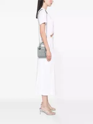 Dior 2015 Mini Iridescent Lambskin Cannage Lady Satchel - Silver