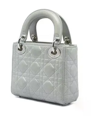 Dior 2015 Mini Iridescent Lambskin Cannage Lady Satchel - Silver