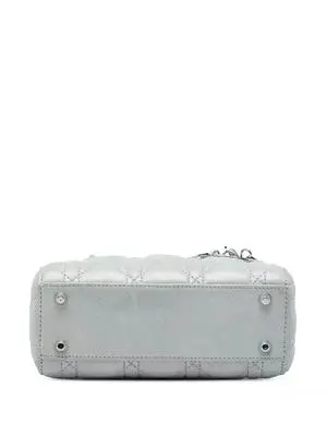 Dior 2015 Mini Iridescent Lambskin Cannage Lady Satchel - Silver