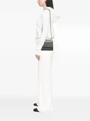 Saint Laurent 2017 Medium Croc Embossed Leather Monogram Sunset Crossbody Bag - Grey