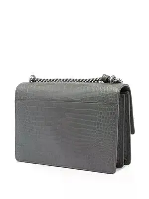 Saint Laurent 2017 Medium Croc Embossed Leather Monogram Sunset Crossbody Bag