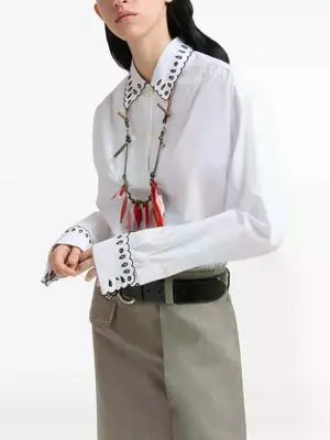 Marni Poplin Half-button Shirt With Broderie Anglaise