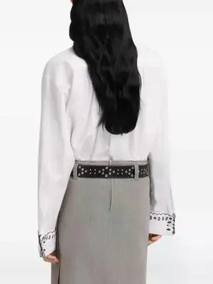 Marni Poplin Half-button Shirt With Broderie Anglaise