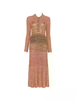 Zimmermann Ribbed-knit Polo-collar Midi Dress - Orange