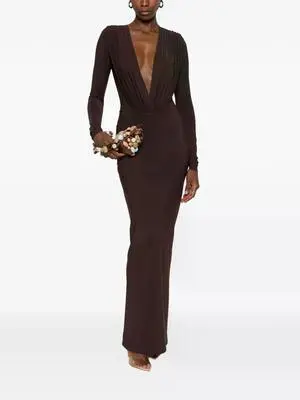 AMAZUIN Rasha V-neck Ruched Maxi Dress