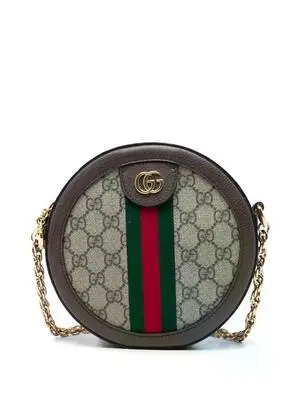 Gucci 2016-2026 Mini Gg Supreme Web Ophidia Round Crossbody Bag - Neutrals