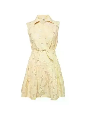 Sandro Floral-embroidered Tie-waist Mini Dress