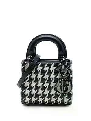 Dior 2022 Micro Calfskin Houndstooth Embossed Macro Lady Satchel