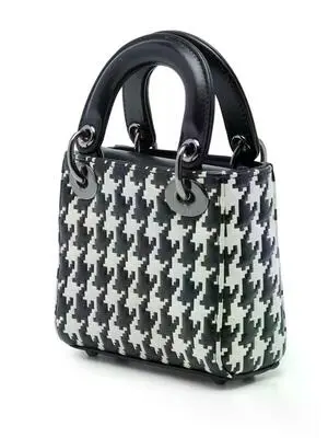 Dior 2022 Micro Calfskin Houndstooth Embossed Macro Lady Satchel