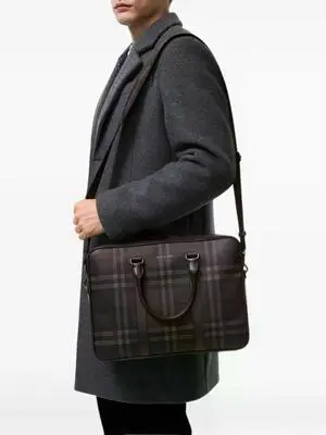 Burberry City Check Briefcase - Brown