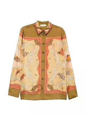 Zimmermann Valiant Scarf-print Long-sleeve Shirt