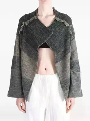 Y’s Fringe-trimmed Colour-block Cardigan