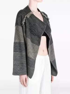 Y’s Fringe-trimmed Colour-block Cardigan