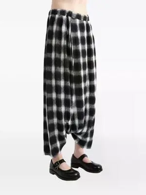 Y’s Check-print Drop-crotch Trousers