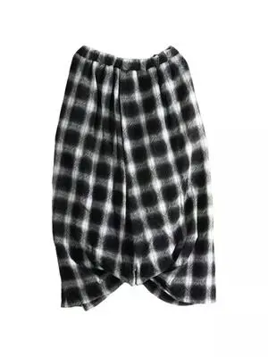 Y’s Check-print Drop-crotch Trousers