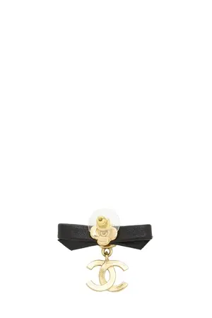 Chanel Leather 'cc' Bow Earrings