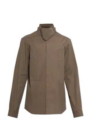 Rick Owens Stand Collar Shirt By - Brown