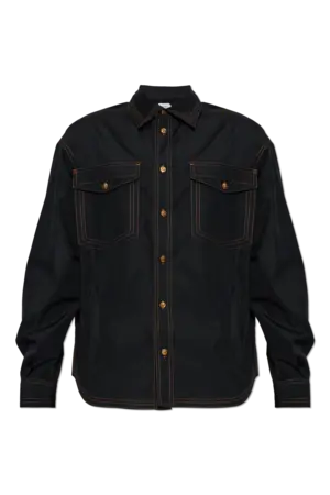 Versace Shirt With Contrasting Topstitching - Black