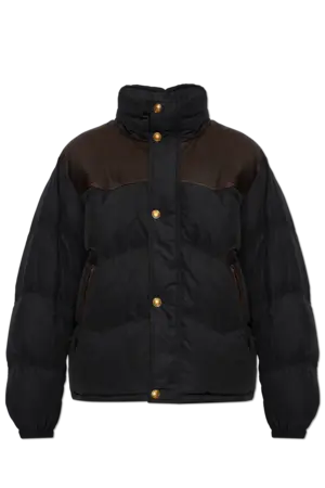 Versace Down Jacket With Leather Accents