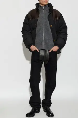 Versace Down Jacket With Leather Accents