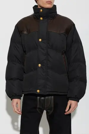 Versace Down Jacket With Leather Accents