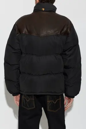 Versace Down Jacket With Leather Accents