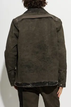Rick Owens Denim Jacket With Collar - Grey
