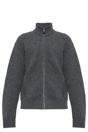 Versace Medusa Head Gray Ribbed Zip Cardigan - Grey