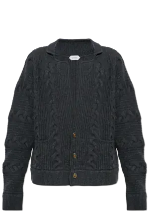 Versace Dark Gray Decorative Cable Knit Cardigan - Grey