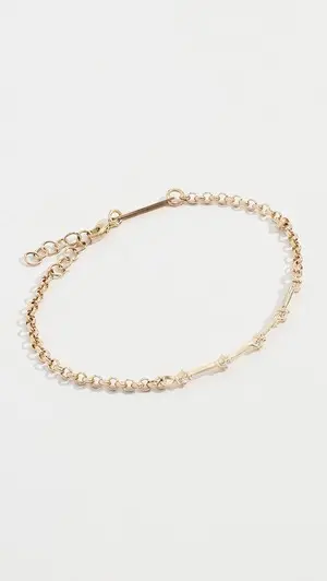 Zoe Chicco 14k Diamond Dash Rolo Chain Bracelet - Gold