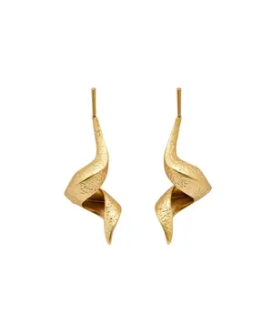 REISS Floral Twist Drop Earrings - Gold