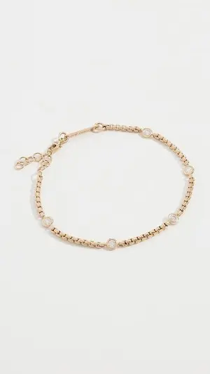 Zoe Chicco 14k Diamond Small Box Chain Bracelet - Gold