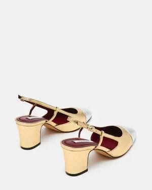 Steve Madden Azari Gold/silver Block Heels