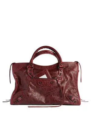 Balenciaga Le City Medium Bag In Arena Leather - Red