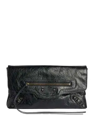 Balenciaga Pochette Le City In Pelle Arena - Black