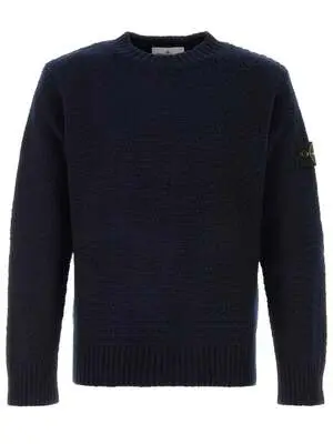 Stone Island Maglione Girocollo Vestibilità Loose A Costine - Blue