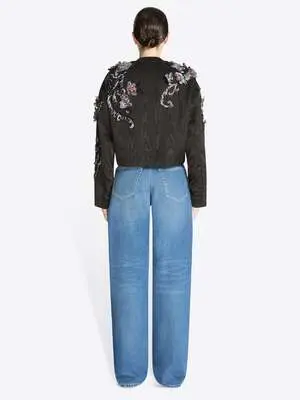 Dries Van Noten Giacca Corta Ricamata Con Effetto Moir