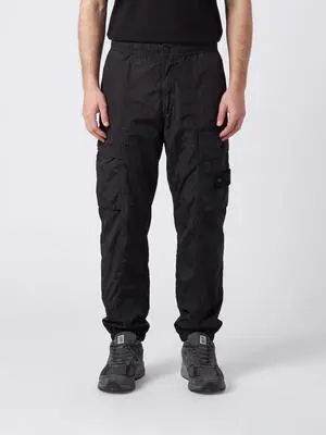 Stone Island Ghost Capsule Cargo Trousers In Recycled Nylon With Badge - Black