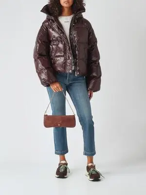 Pinko Impasto Short Quilted Nylon Puffer Jacket With Hood