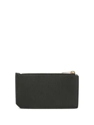 Saint Laurent Portacarte Fragments Tiny Cassandre Con Zip In Pelle Lucida