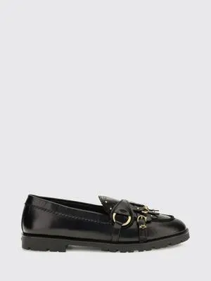 Pinko Leather Penny Loafers With Fringes And Lug Sole