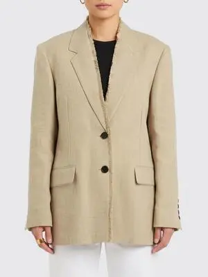 TOTEME Short Single-breasted Linen Blazer With Lapels And Flap Pockets