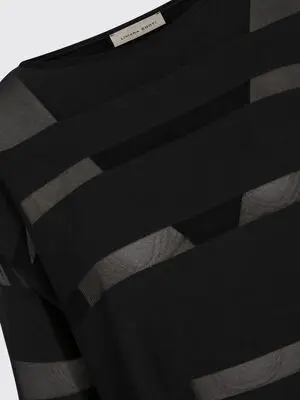 Liviana Conti Sheer Virgin Wool Knit Top With Dropped Shoulders - Black