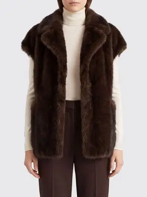 Liviana Conti Rian Short Faux Fur Waistcoat With Lapel Collar