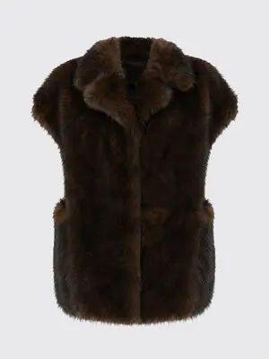 Liviana Conti Rian Short Faux Fur Waistcoat With Lapel Collar