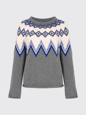 Liviana Conti Cashmere Blend Crewneck Jumper With Ethnic Pattern